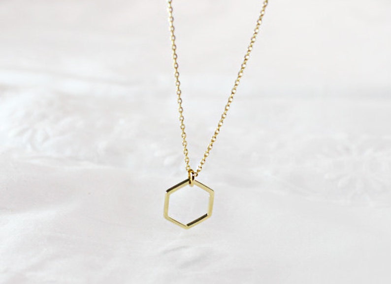 Simple Gold Hexagon Layering Necklace Geometirc Necklace - Etsy