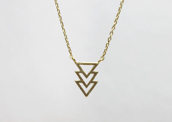 Three Triangle Arrow Necklace Triple Triangle Pendant - Etsy