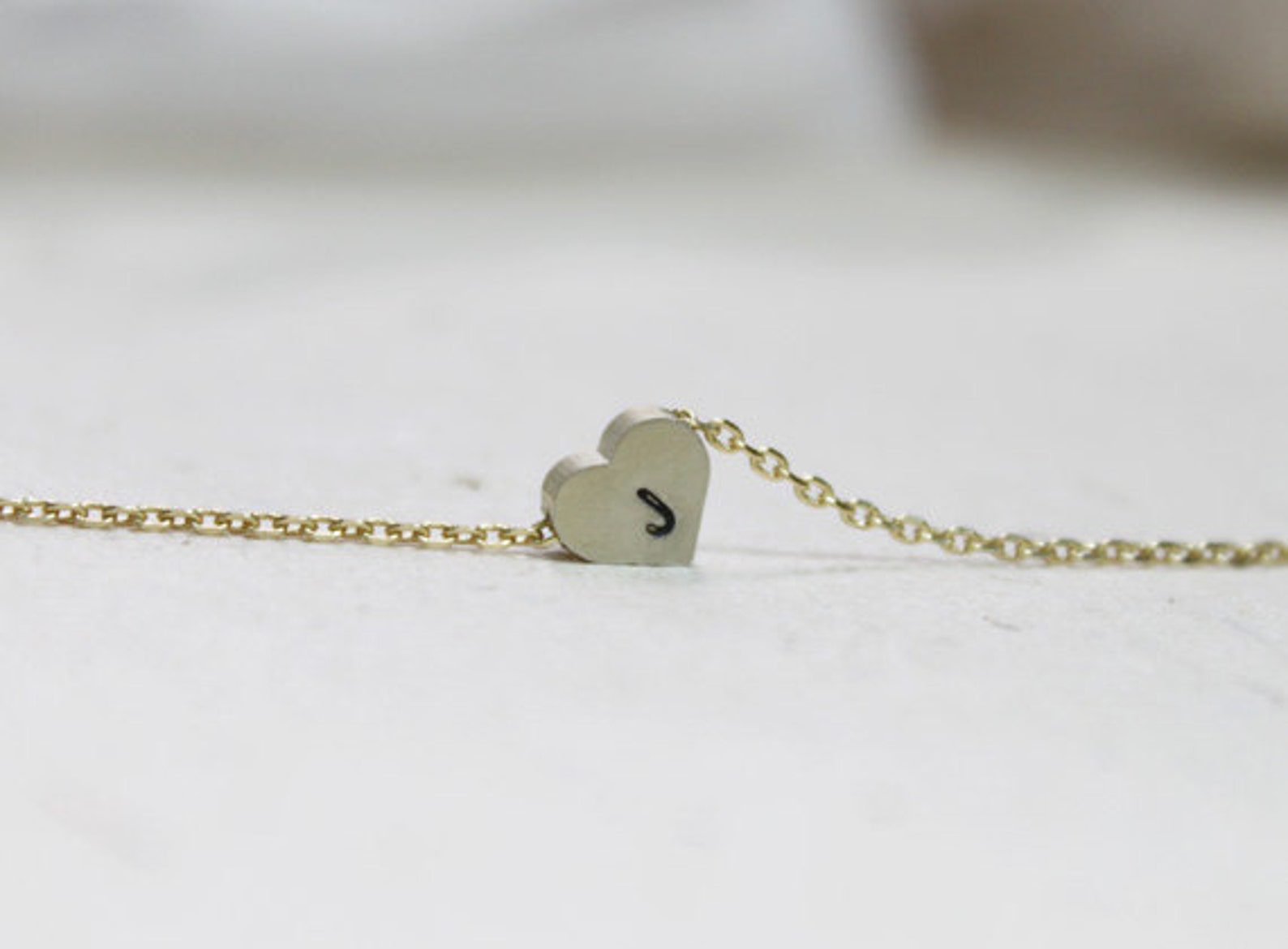 Personalized Initial Heart Necklace, Custom Heart Charm, Bridesmaid ...