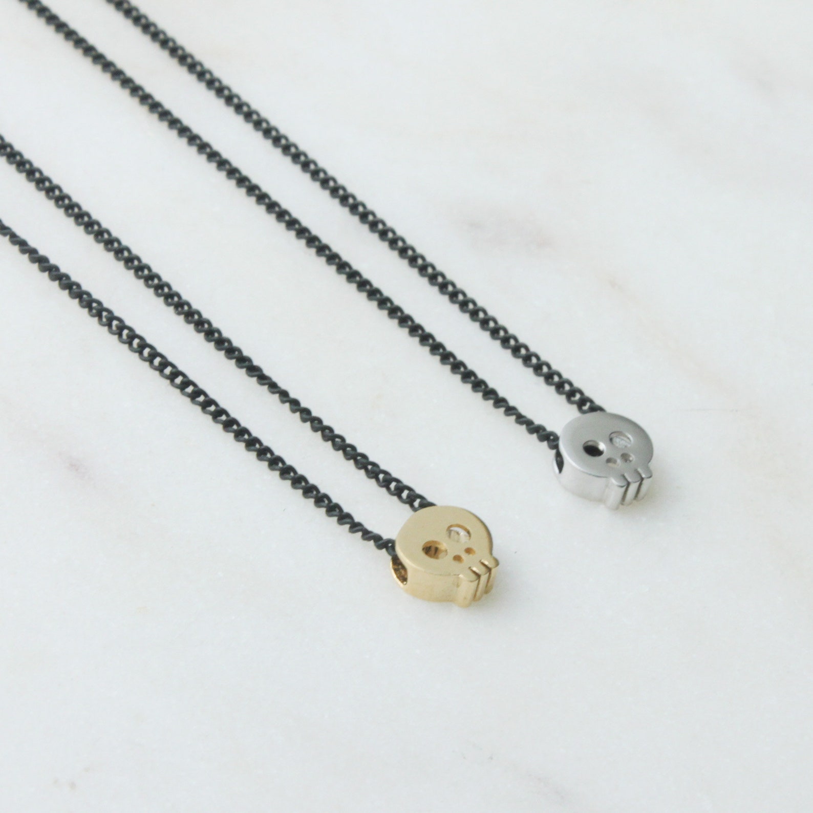 Cute Tiny Baby Skull Necklac, Mini Skull Pendant, Skull Layering Black ...