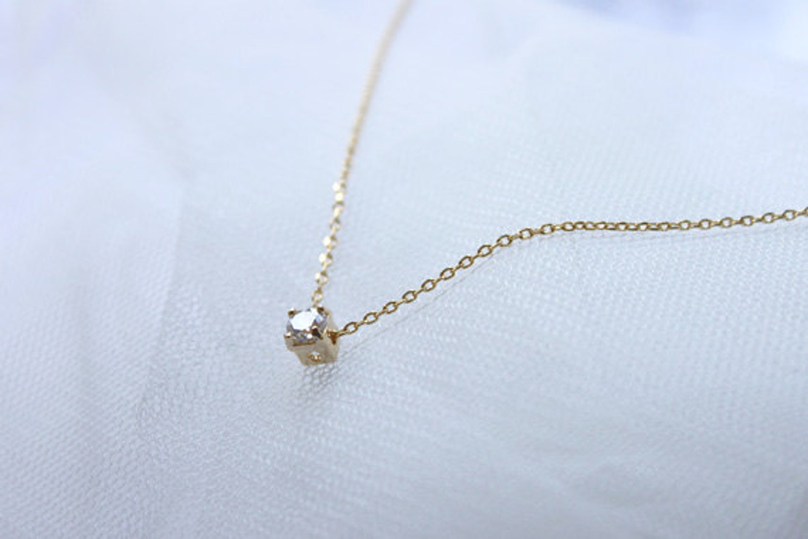 Tiny Crystal Charm Necklace Minimalist Jewelry Simple - Etsy