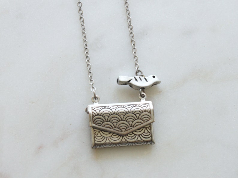 Vintage Style Message Envelope Necklace Silver Envelope - Etsy