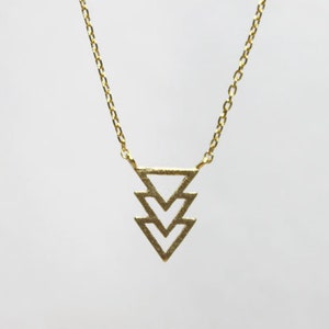 Gold Three Triangle Arrow Necklace, Triple Inverted Triangle Necklace ...