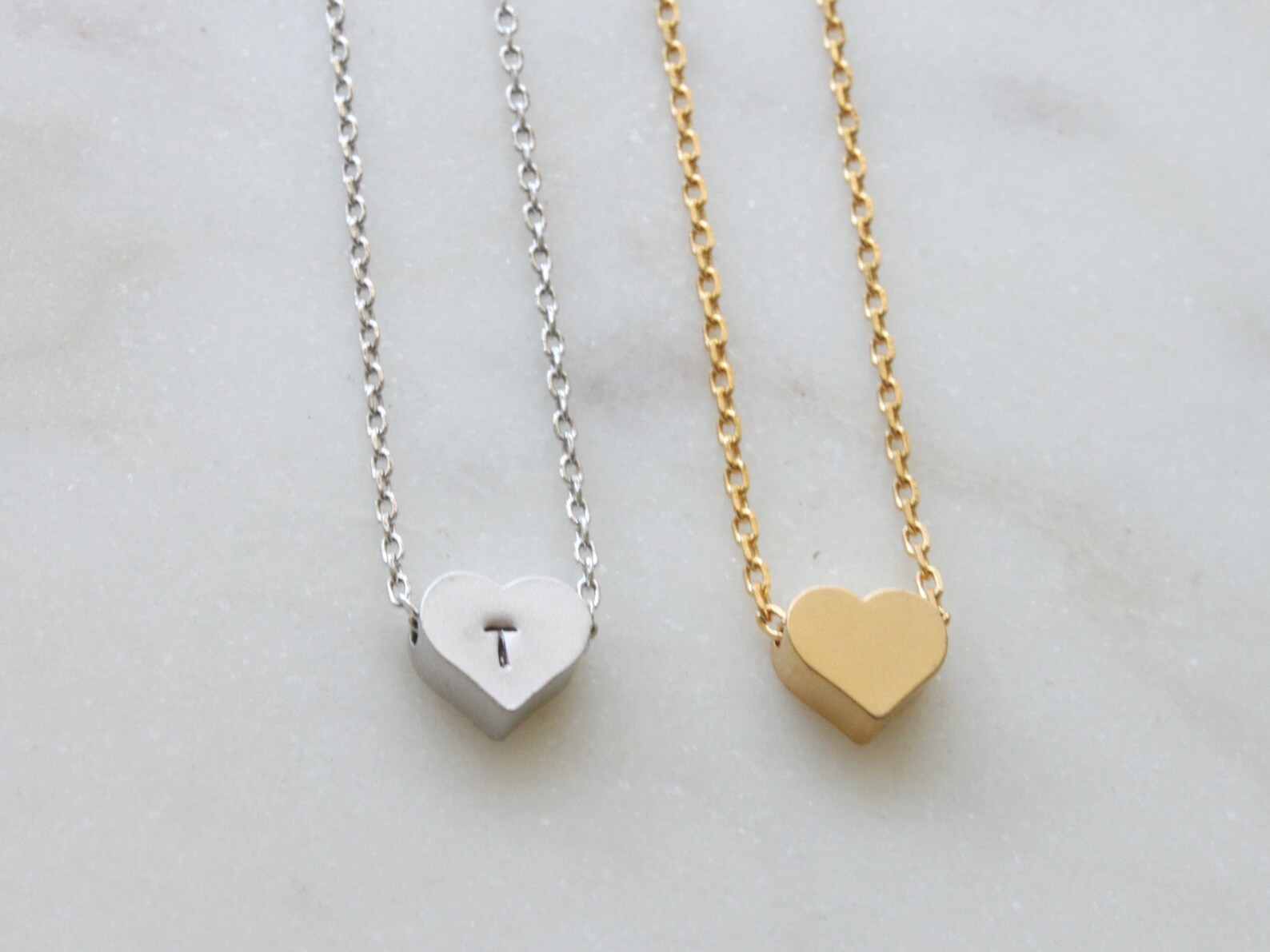 Personalized Initial Heart Necklace, Custom Heart Charm, Bridesmaid ...