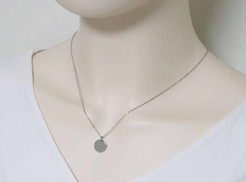 Personalized Initial Silver Coin Disc Necklace Custom Initial - Etsy