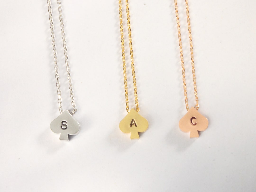 Personalized Initial Spade Necklace: Simple Custom Initial Charm - Etsy