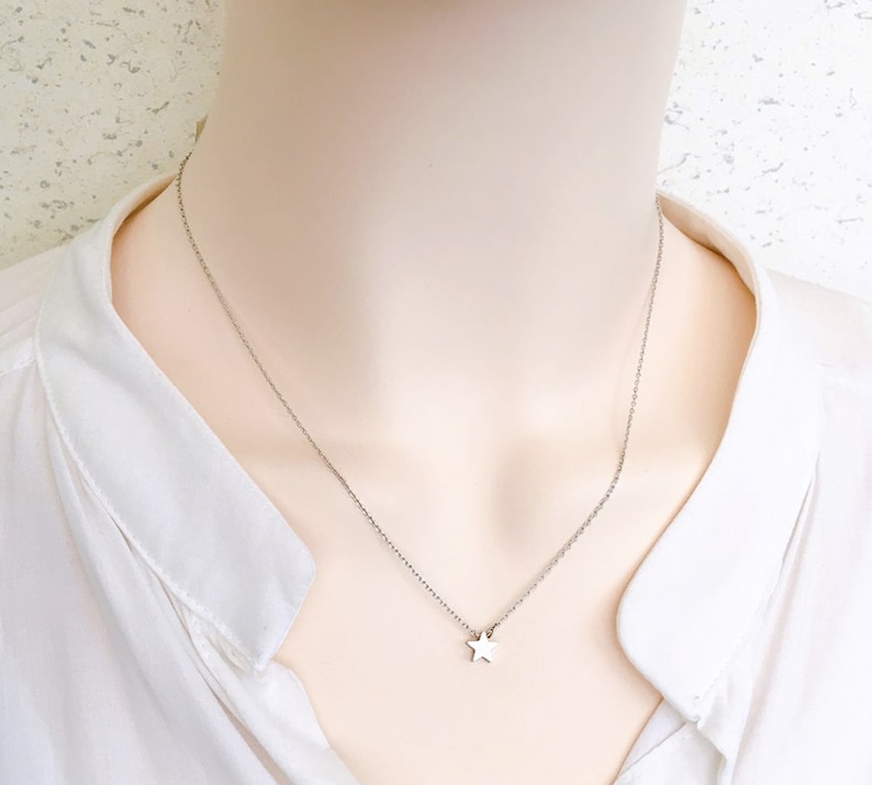 Cute Tiny Star Charm Necklace Silver Star Necklace Mini Star | Etsy