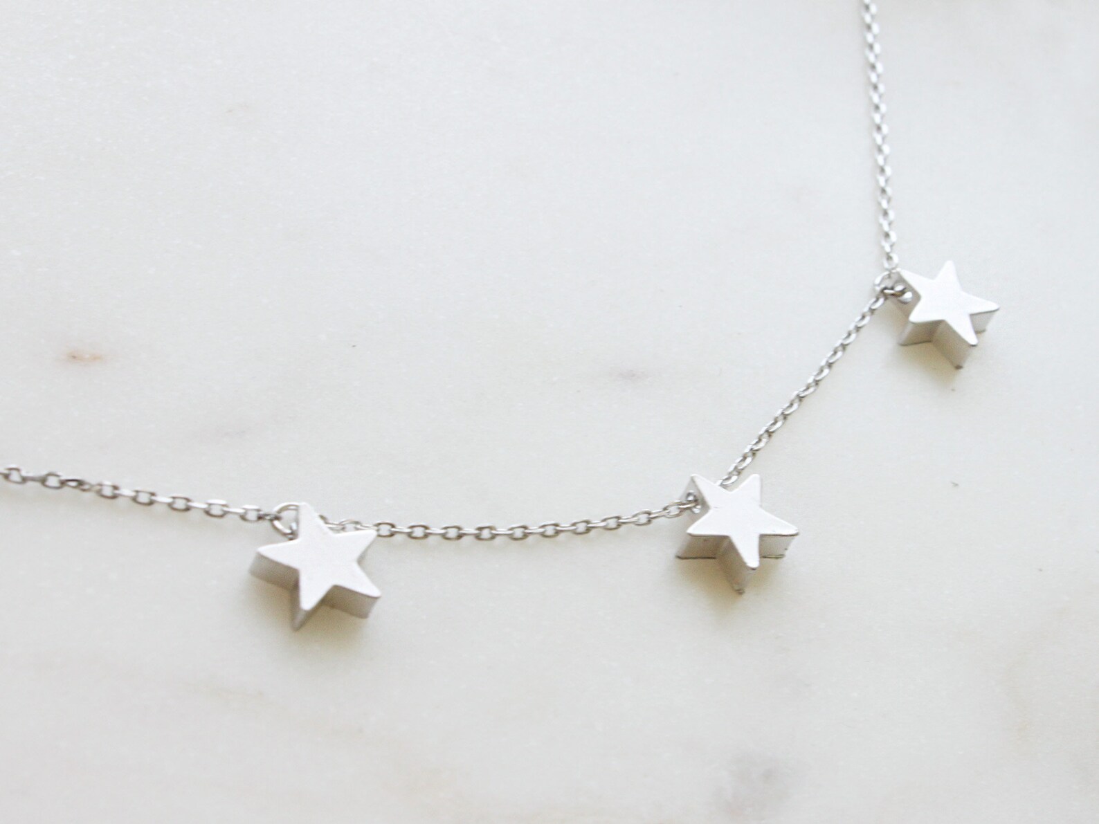 Simple Three STAR Necklace Silver Triple Star Necklace Trios - Etsy