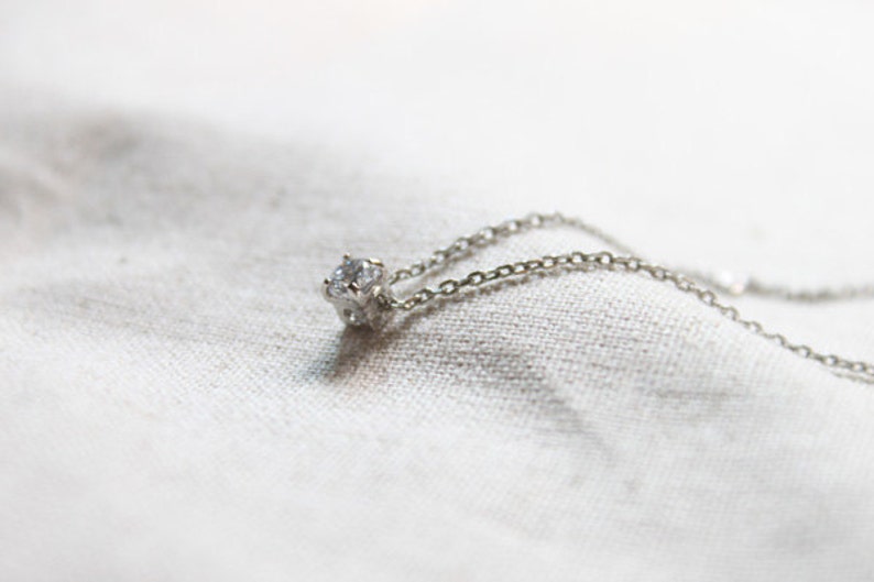 Tiny Crystal Charm Necklace Minimalist Jewelry Simple - Etsy