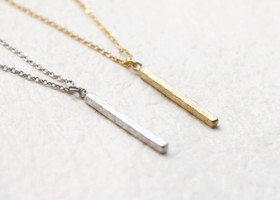 Vertical Long Bar Necklace Slim Long Bar Necklace Skinny Bar | Etsy