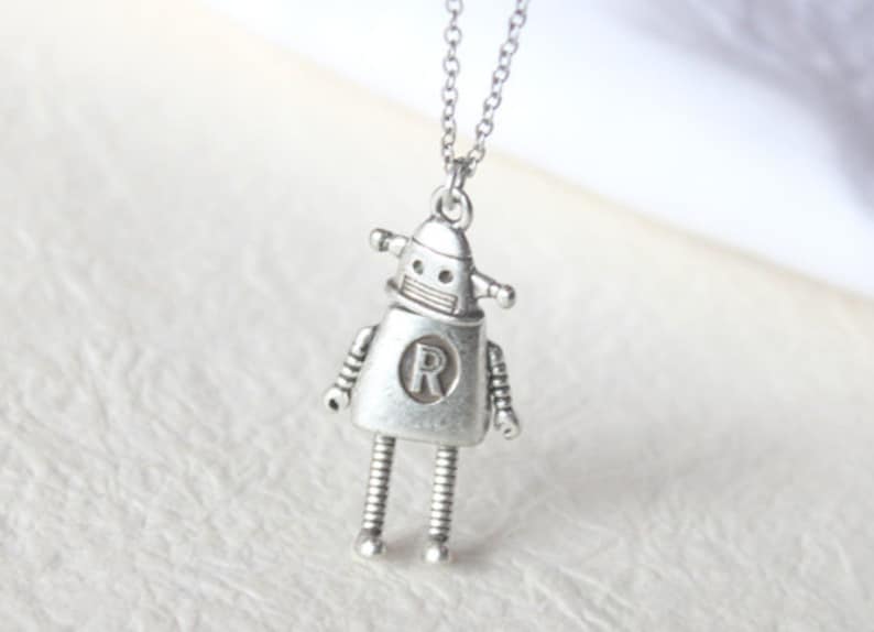 Vintage Style Robot Necklace Silver Robot Pendant Gift for | Etsy