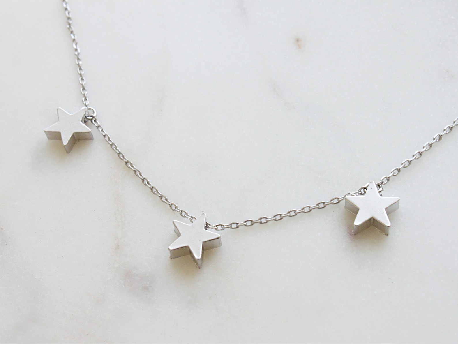 Simple Three STAR Necklace Silver Triple Star Necklace Trios - Etsy