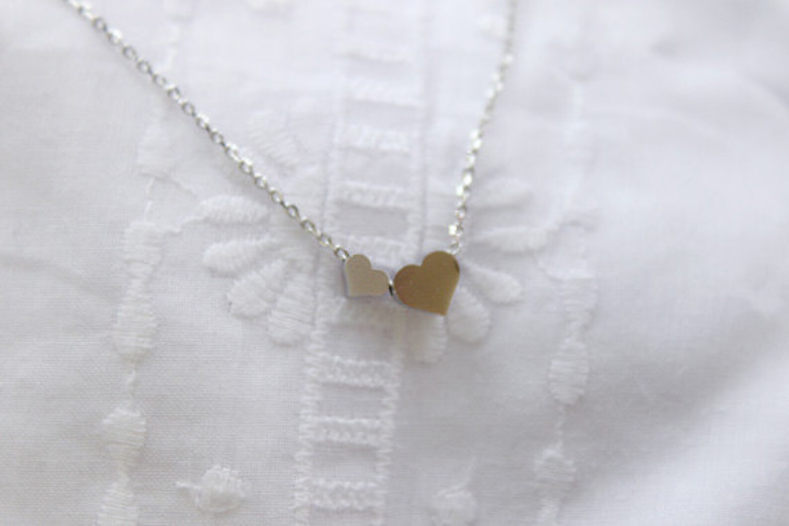 Cute Two Heart Charm Necklace Double Hearts Necklace Twin | Etsy