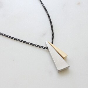 Two Twin Triangle Necklace on Black Chain Necklace, Simple Geometric ...