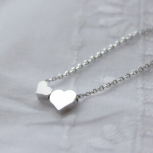 Cute Two Heart Charm Necklace, Double Hearts Necklace, Twin Herats ...