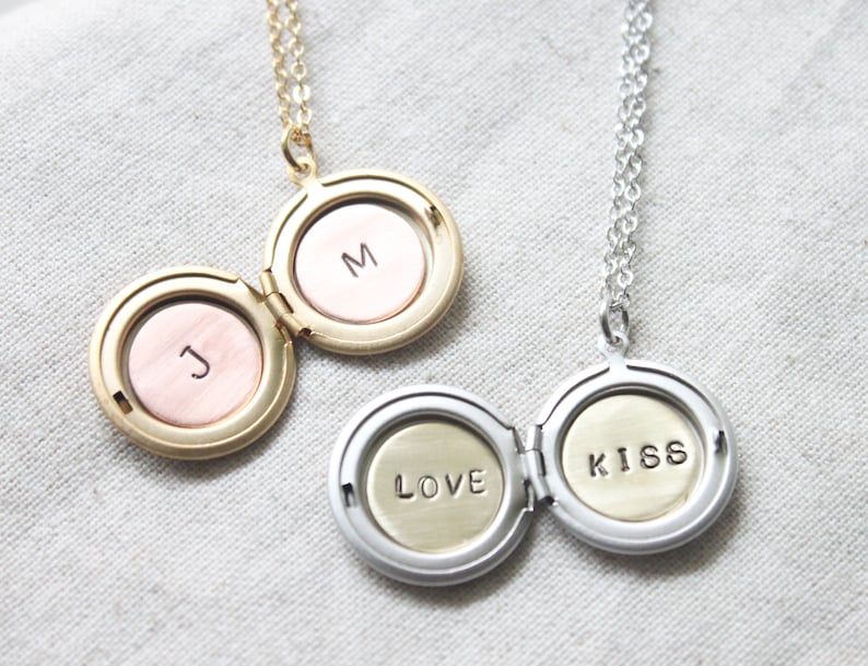 Personalized Round Simple Locket Custom Message Disc Locket | Etsy