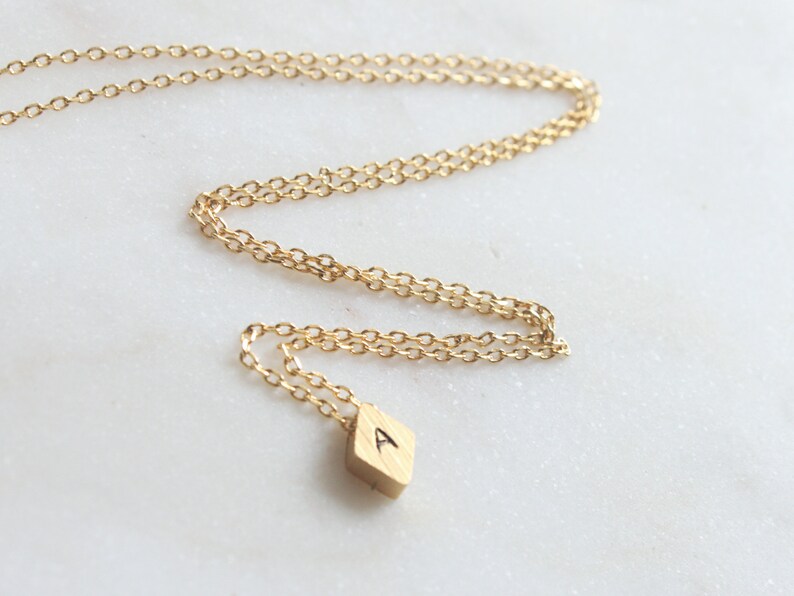 Tiny Minimalist Rhombus Necklace Custom initial lozenge | Etsy
