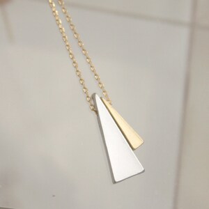 Two Twin Triangle Necklace on Black Chain Necklace, Simple Geometric ...