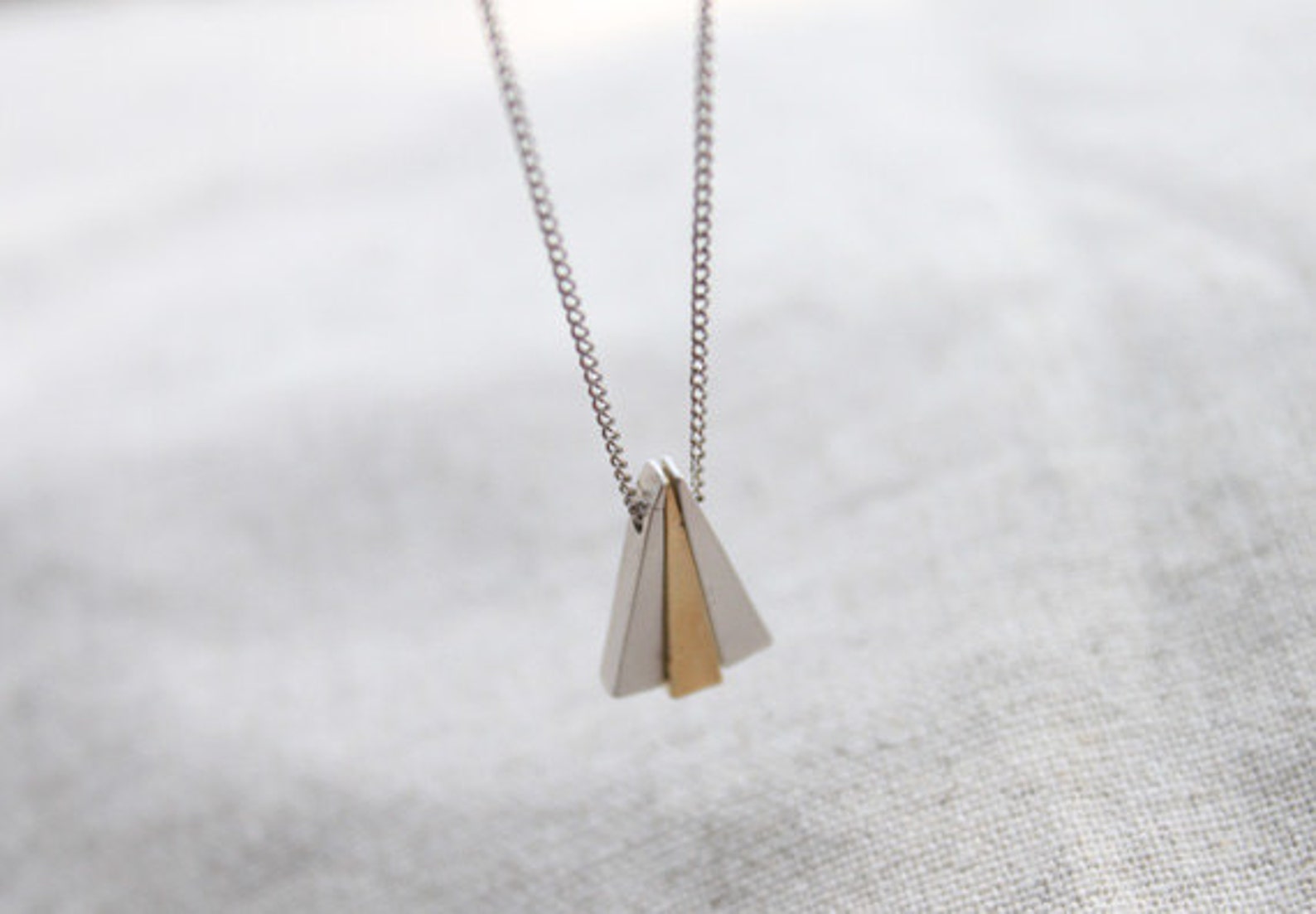 Tiny Triangle Necklace Trio Triangle Necklace Three Triangle | Etsy