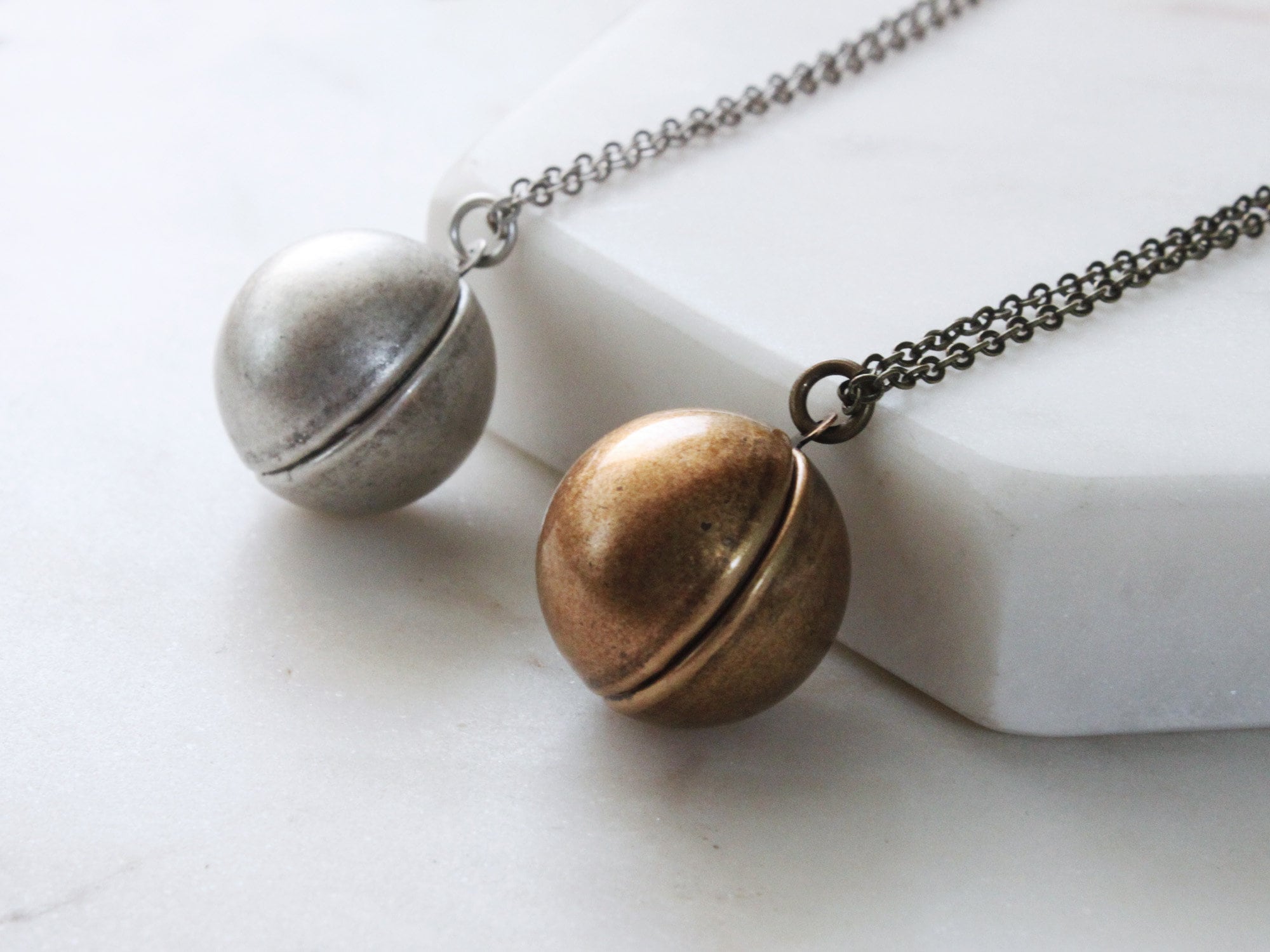 Vintage style Ball Locket Simple Ball Initial Locket Long | Etsy