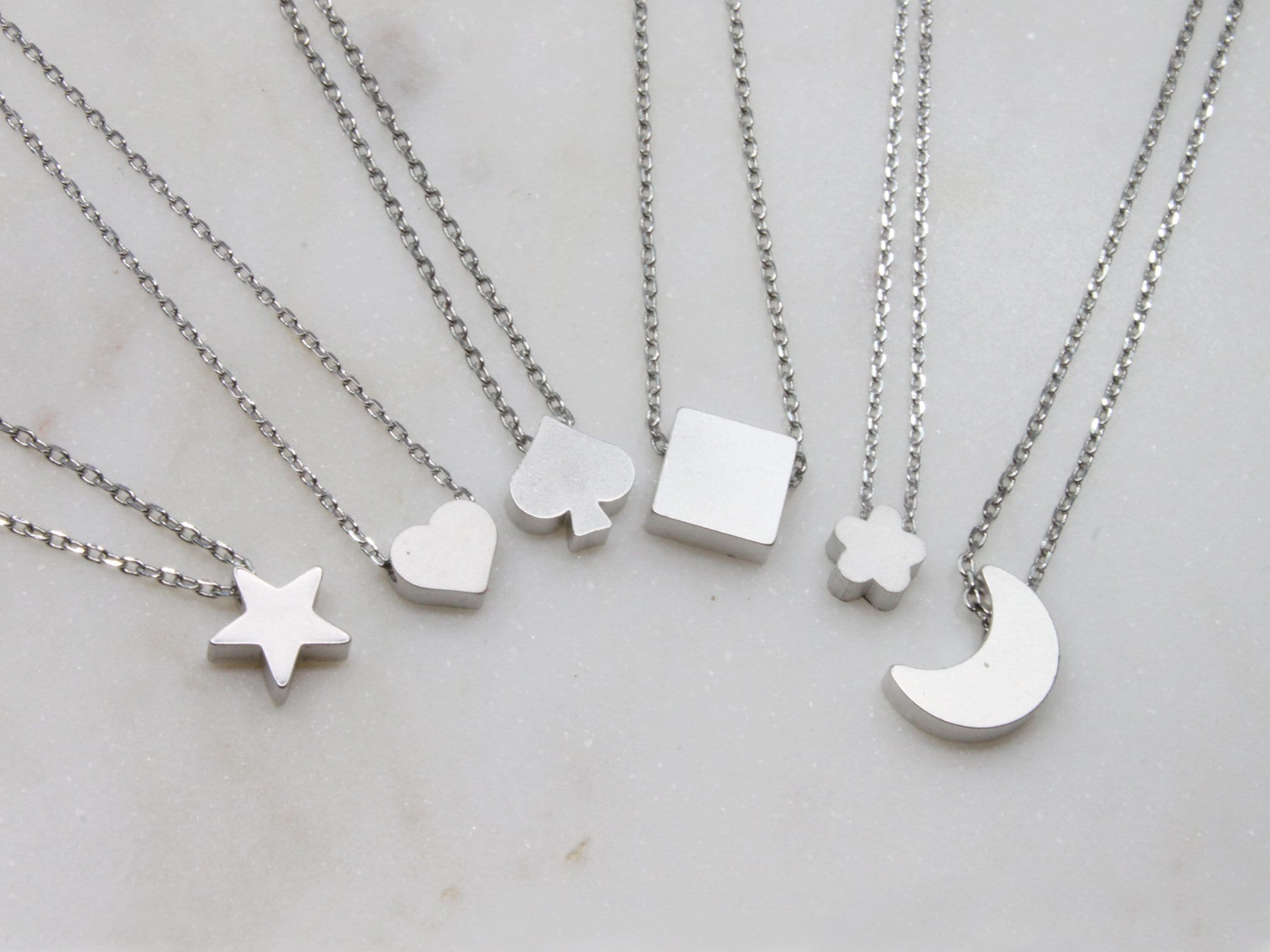 Cute Tiny Geometric Charm Necklace / Simple Initial Star / | Etsy