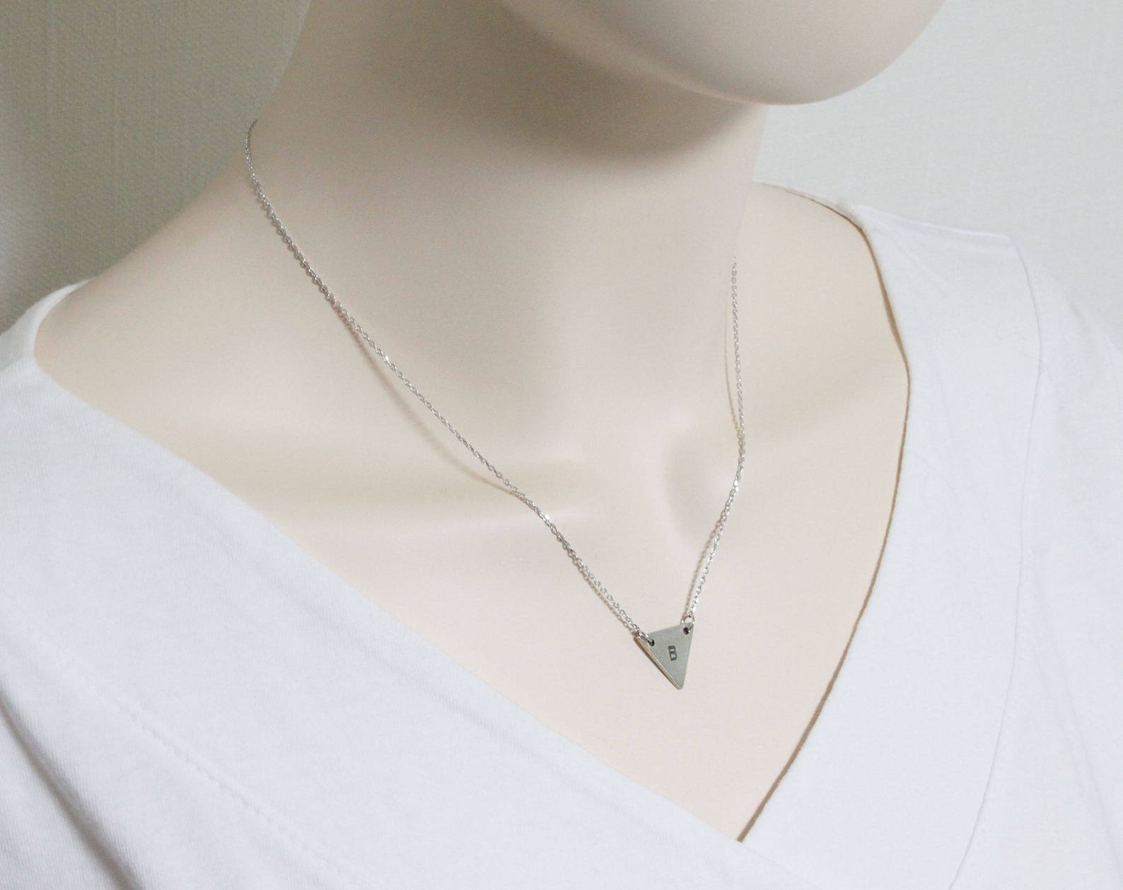 Personalized inverted triangle Necklace Minimal Dainty | Etsy