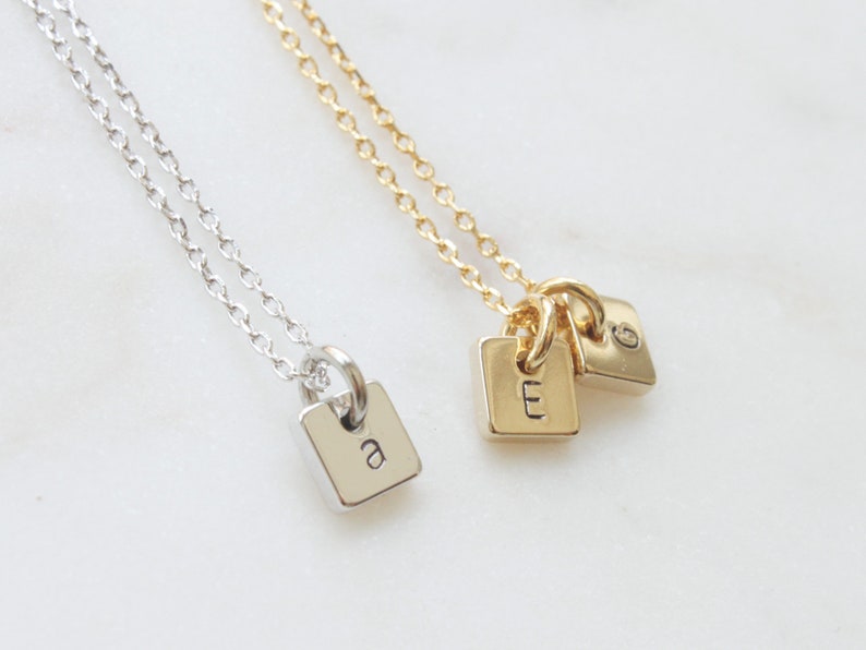 Personalized Initial Square Necklace Custom Engraved Initial - Etsy