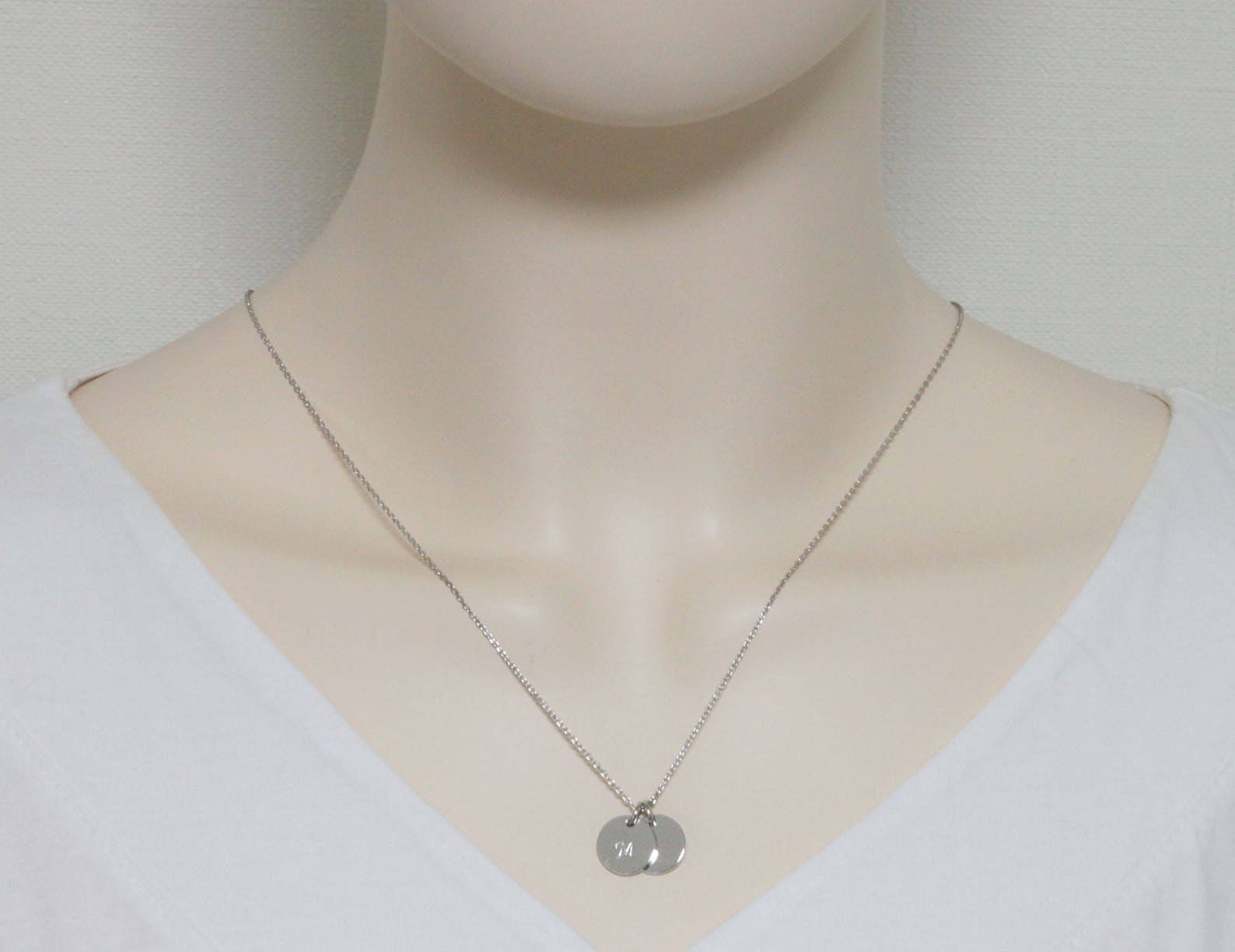 Personalized Initial Silver Coin Disc Necklace Custom Initial - Etsy