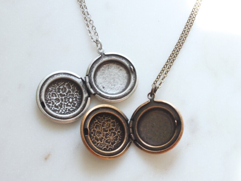 Personalized Vintage Style Round Locket Custom Silver Circle | Etsy