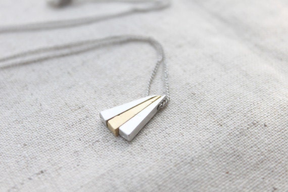 Tiny Triangle Necklace Trio Triangle Necklace Three Triangle | Etsy