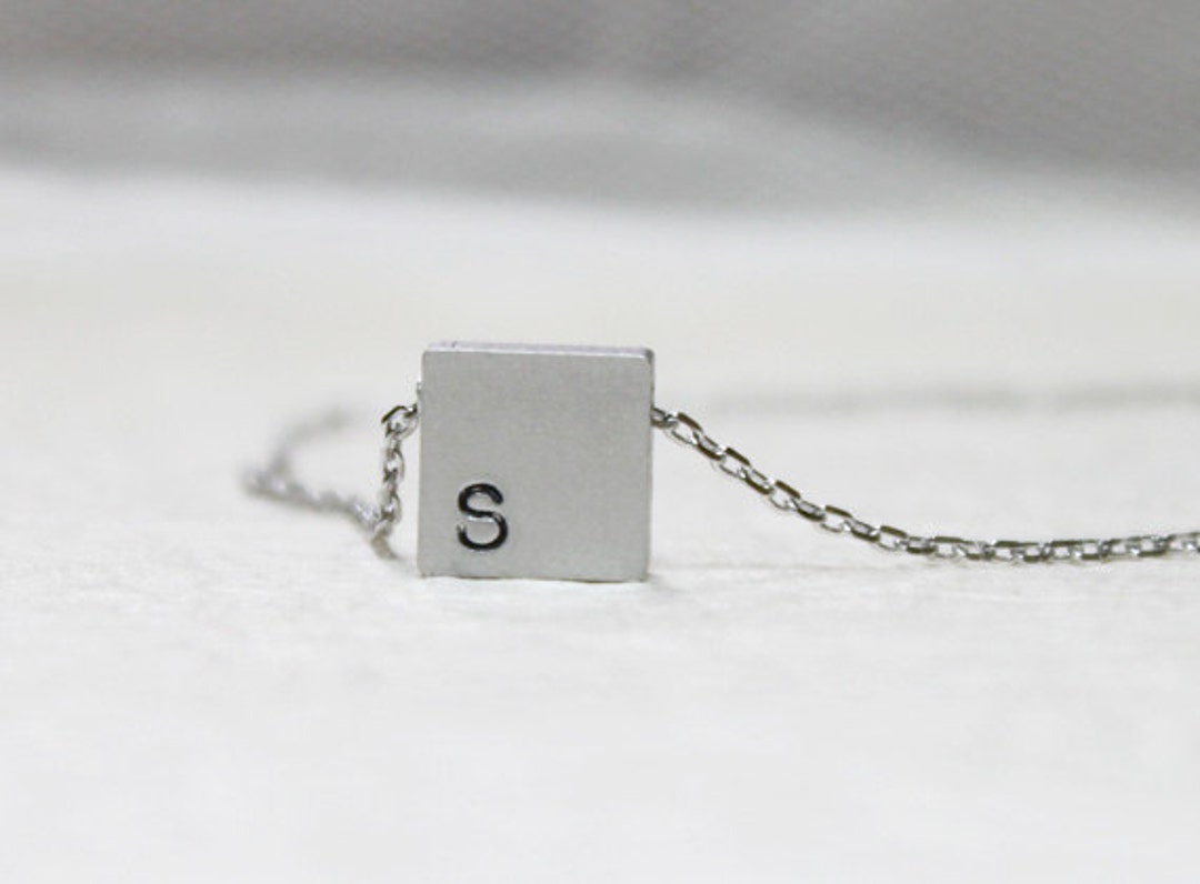 Personalized Initial Square Necklace, Custom Geometric Initial Square ...