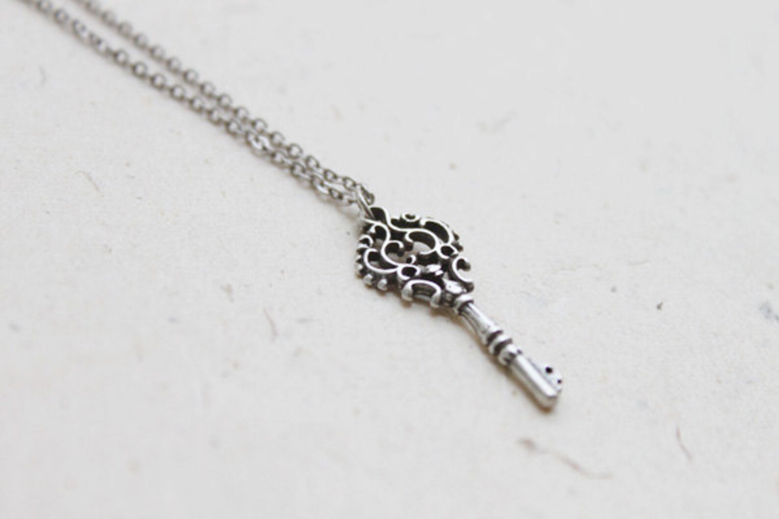 Vintage Style Gorgeous Mini Key Necklace Silver Key Necklace - Etsy