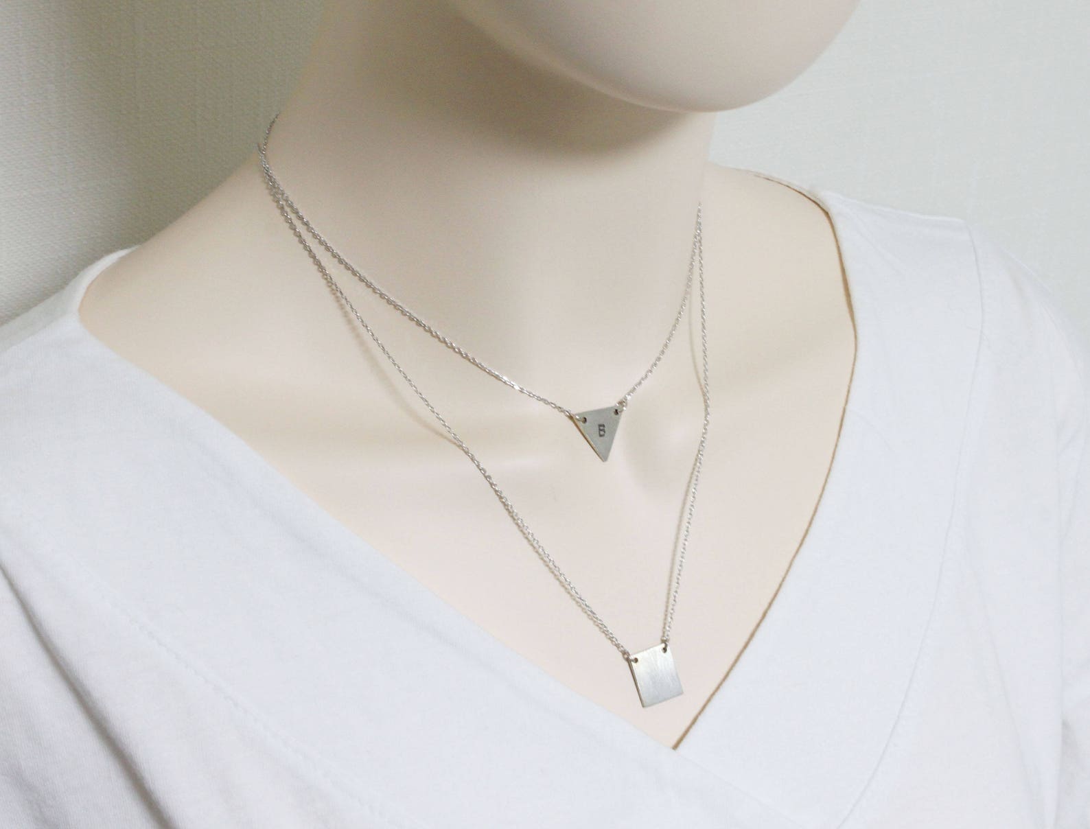 Personalized inverted triangle Necklace Minimal Dainty | Etsy