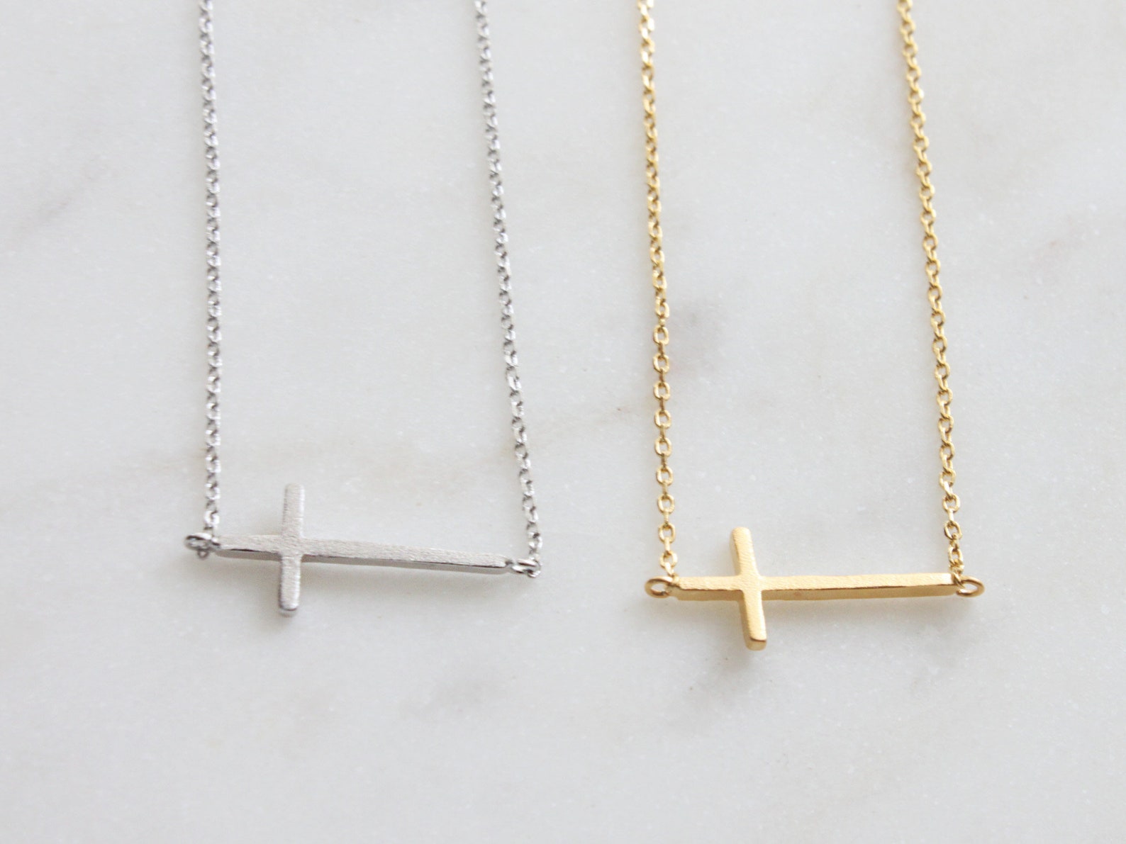 Sideways Cross Necklace off Centered Horizontal Cross - Etsy