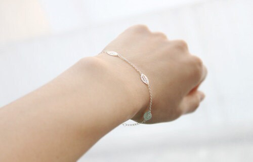 Simple leaf bracelet Delicate Leaf Chain Bracelet Layering | Etsy