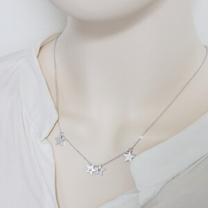 Simple Three STAR Necklace, Silver Triple Star Necklace, Trios Star ...