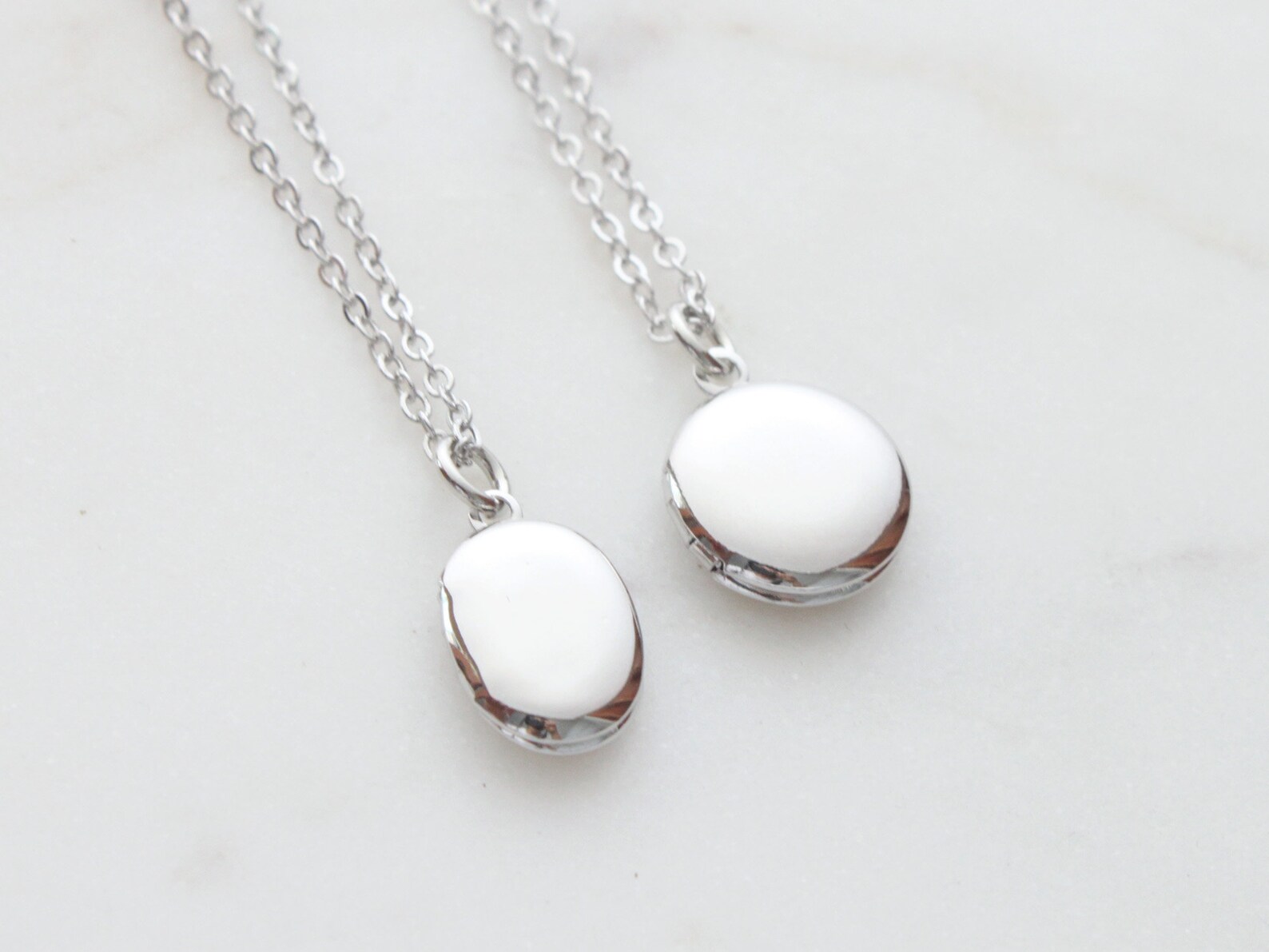 Personalized Silver Oval Locket Silver Initial Coin Necklace - Etsy