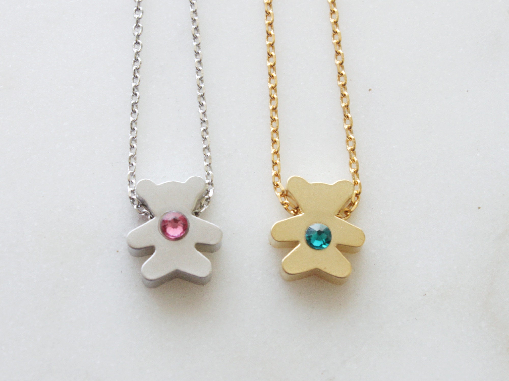 Birthstone Teddy Bear Necklace Personalized Teddy Necklace | Etsy