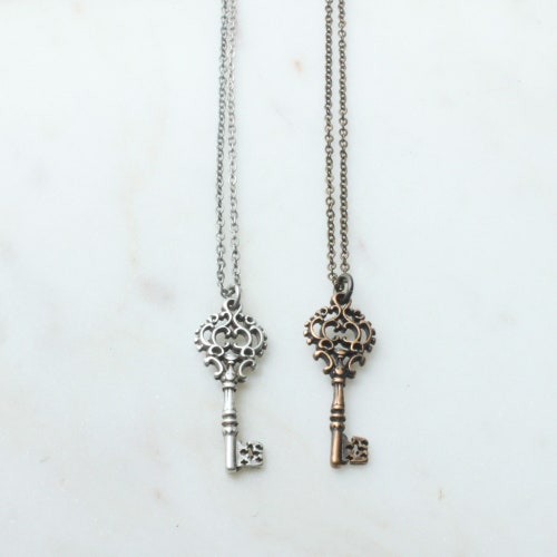 Vintage Style Gorgeous Mini Key Necklace Silver Key Necklace - Etsy