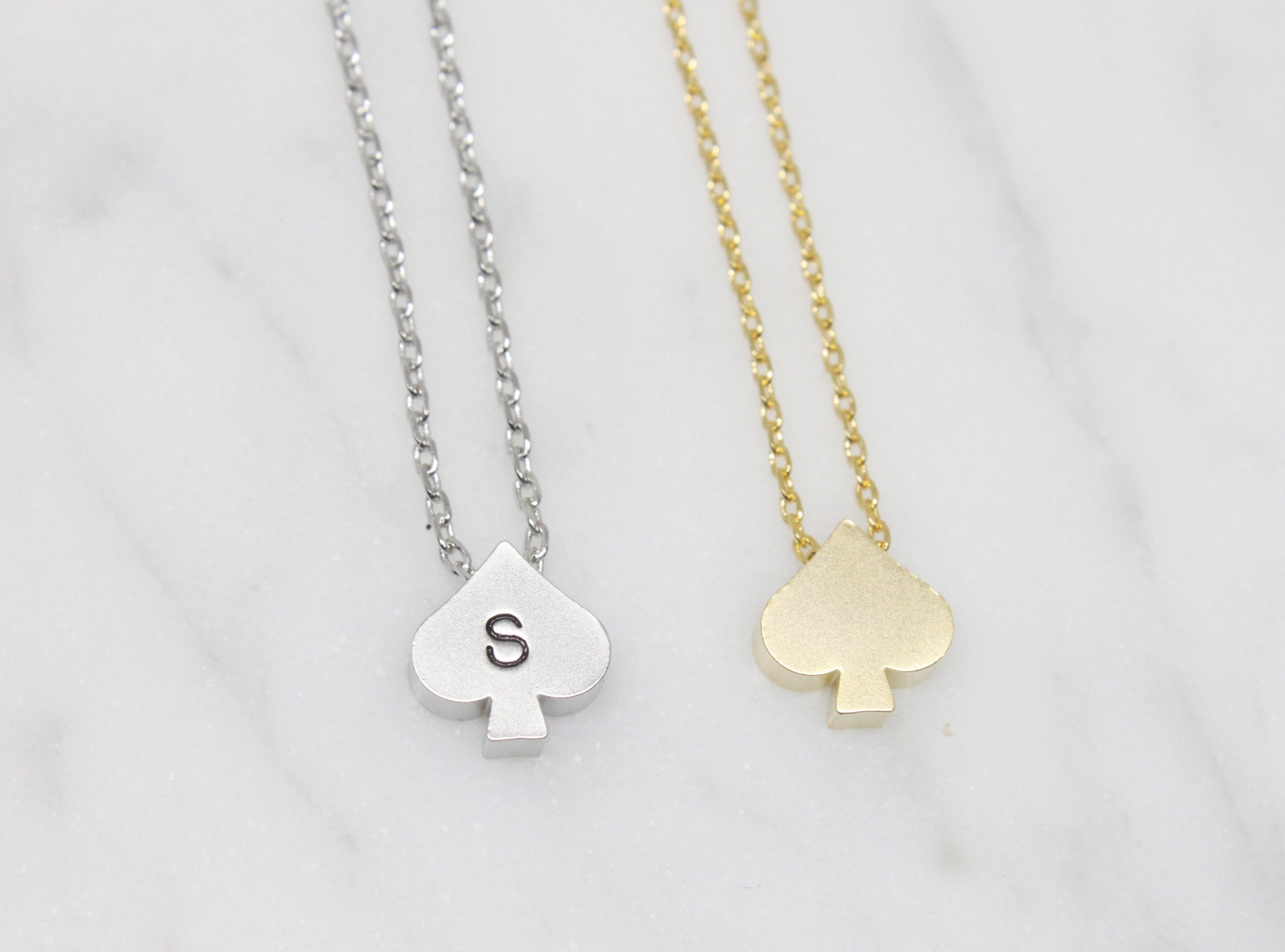 Personalized Initial Spade Necklace: Simple Custom Initial Charm - Etsy