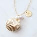 Seashell With Pearl Gold Locket, Gold Initial Shell Locket ...