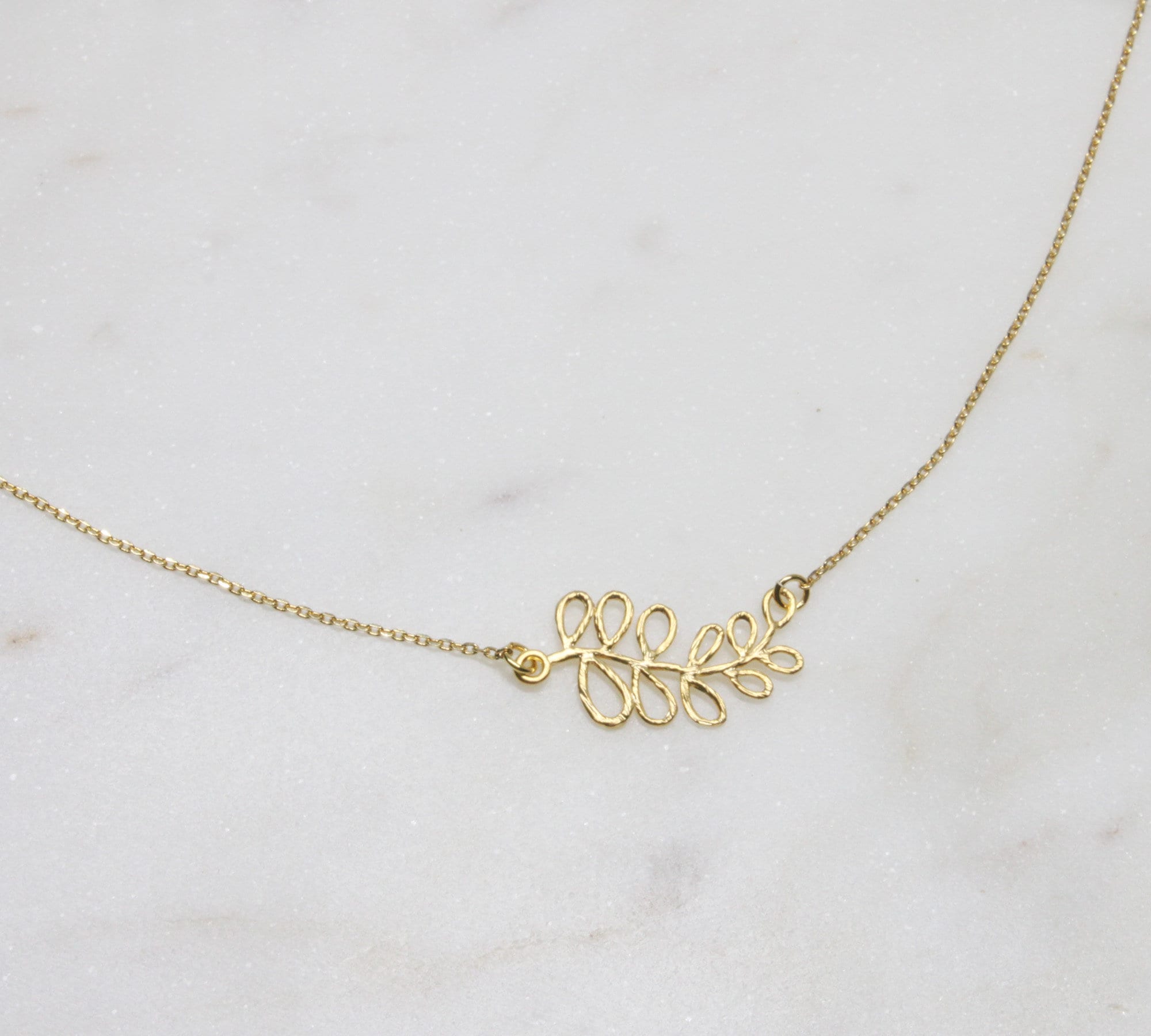 Simple Branch Necklace Horizontal Leaf Necklace Sideways | Etsy