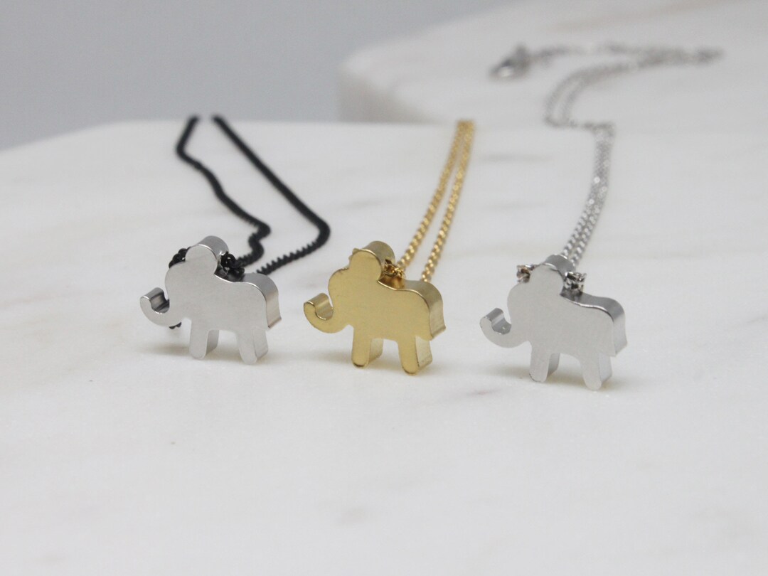 Cute Elephant With Simple Black Chain Necklace, Simple Elephant Pnedant ...