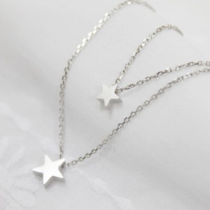 Simple Two Star Double Layers Chain Necklace, Star Layered Necklace ...