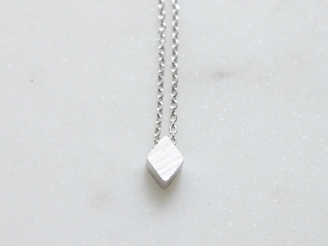 Tiny Minimalist Rhombus Necklace Custom initial lozenge | Etsy