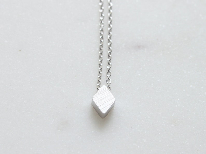 Tiny Minimalist Rhombus Necklace Custom initial lozenge | Etsy