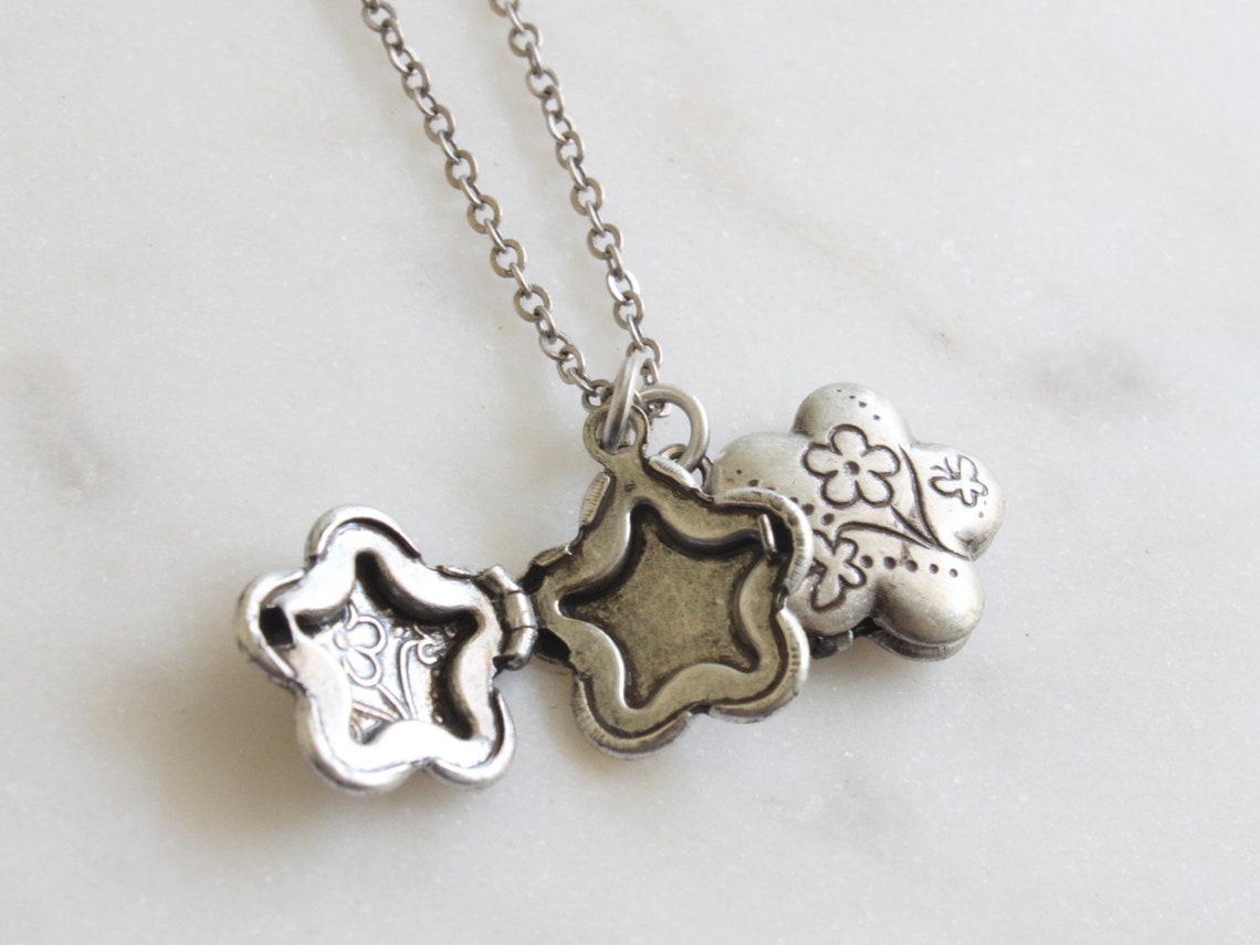 Vintage Style Cute Floral Mini Locket Tiny Twin Two Flower | Etsy