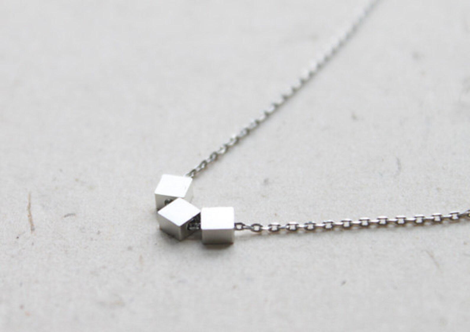 Simple Three Square Necklace Geometric Square Necklace Cube - Etsy