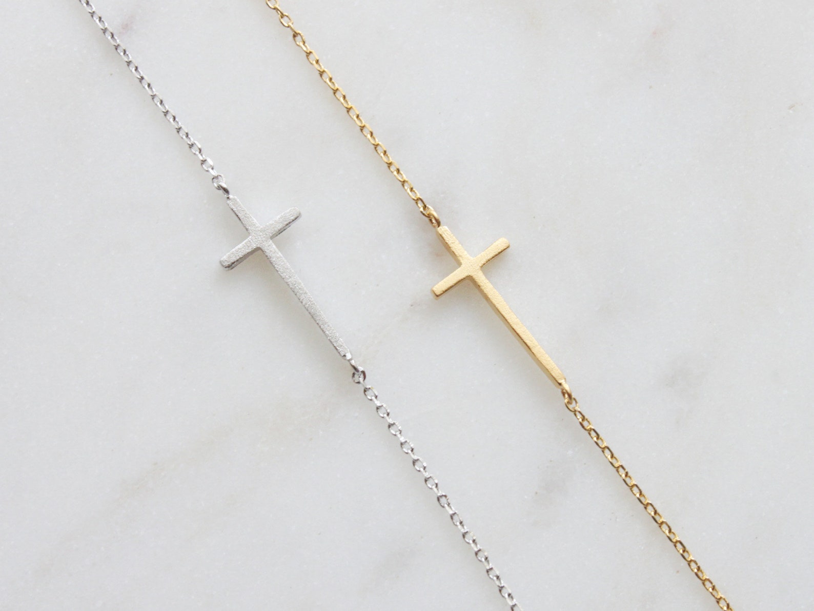 Sideways Cross Necklace Horizontal Cross Necklace Cross | Etsy