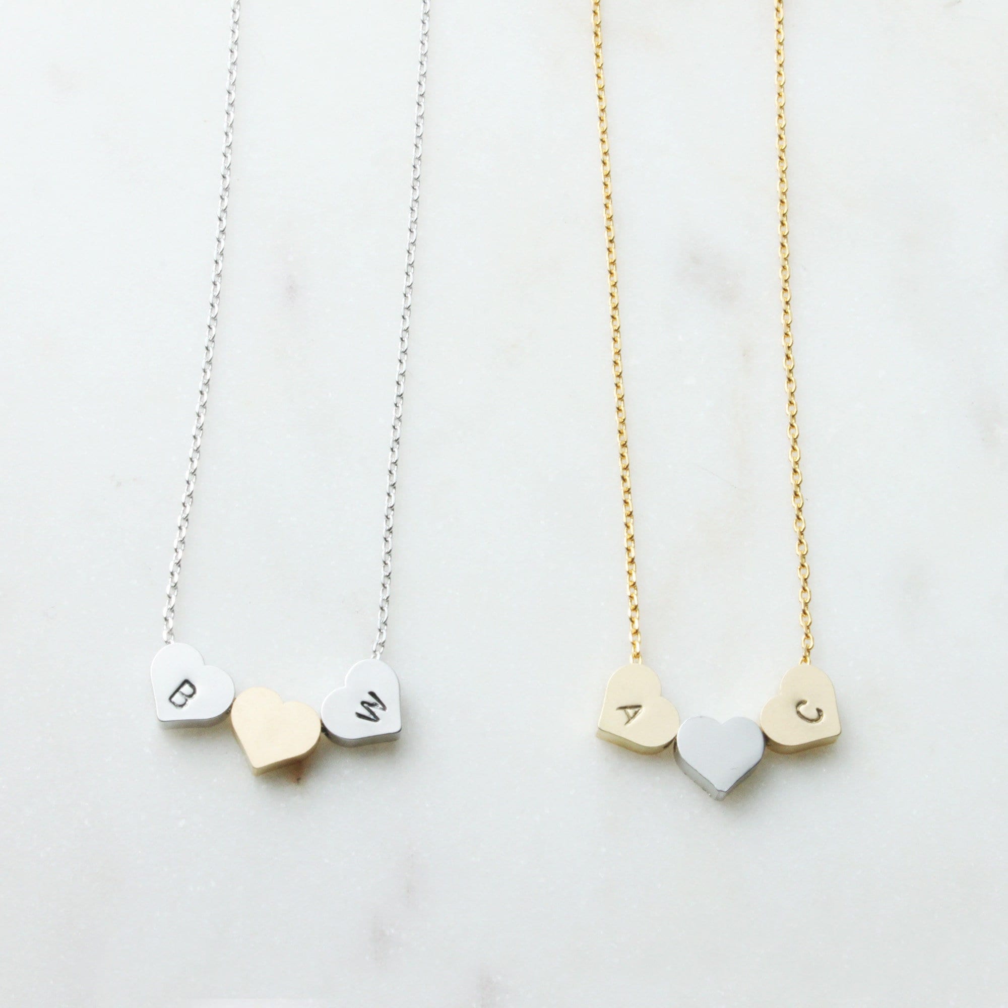 Personalized Initial Three Heart Necklace Custom Trois Three Heart Necklace Gift for Mom Gift for Friend Wedding Gift Gift Idea S2306
